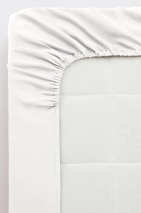 Jotex Zack - Drap-Housse en Satin de Coton Biologique - 100% Satin de Coton Bio de qualit&eacute; sup&eacute;rieure - Certifi&eacute; GOTS - avec &eacute;lastique - Blanc - 160 x 200 c