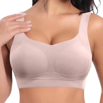 Generic Soutien Gorge Invisible Soutien Gorge sans Armature Brassiere Femme Tous Les Jours Fermeture Devant Zip Seamless Soutien Doux Tissu Extensible Maison 