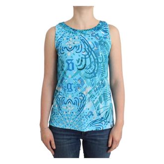 John Galliano Elegantes rmelloses Oberteil mit Seidendetails - - Tops - Damen - Blau - S
