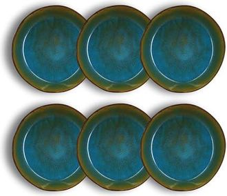 Ogo Living Lot 6 assiettes coupe motala 15cm en grès bleu - 2614325