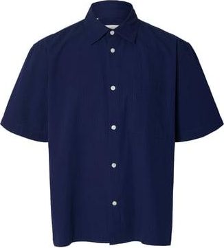 Selected Chemise textur&eacute;e &agrave; manches courtes en coton