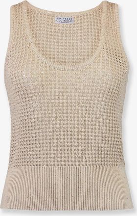 Brunello Cucinelli Openwork cotton knit top - BRUNELLO CUCINELLI - gender_Woman