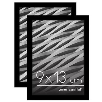 Americanflat Bilderrahmen 9x13 cm aus Kunststoff (2er Pack) - schmaler Fotorahmen mit bruchsicherer Scheibe - inklusive St&auml;nder und integrierter Aufh&auml;ngung f&uuml;r Hoc