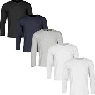 Fruit Of The Loom 5er Pack Valueweight Long Sleeve T Herren Langarm Shirt, 2xWhite +Black +HeatherGrey +DeepNavy, L