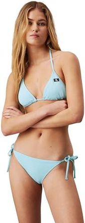 Calvin Klein Bas de Bikini Lanières à Nouer sur Le Côté Femme String Side Tie avec Insigne, Bleu (Sail Aqua), XXL