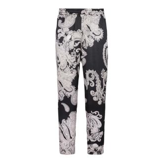 Balmain Homme, Pantalons, Noir, Taille: M Pantalon en soie imprim&eacute; cachemire