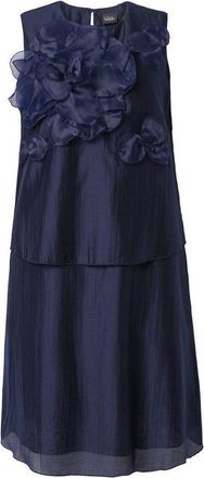 Ulla Popken Midikleid Chiffon-Midikleid Bl&uuml;ten-Applikation Rundhals