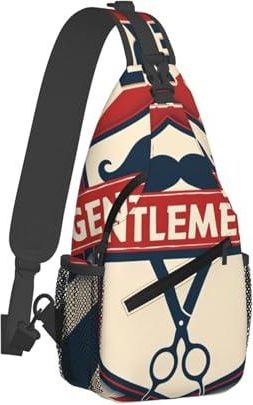 Generic Casual Sacoche Homme Bandouliere Embl&egrave;me vintage dun drapeau de salon de coiffure Sacs &agrave; Bandouli&egrave;re Durable Sac &agrave; Dos Militaire pour Randonn&eacute;e Campin