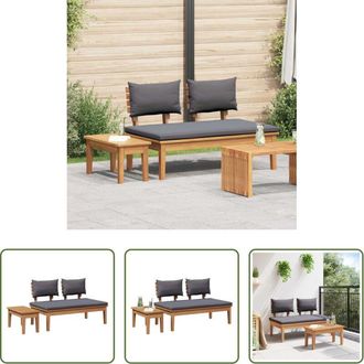 vidaXL vidaXL Teakholz - Gartenbank und Tischset 2 pcs Grau und Braun Massivholz Teak