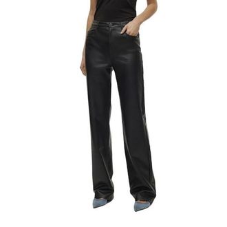 Vero Moda Vero Moda Pantalon en Simili-Cuir VMTESSA Taille Haute Pantalons Black 30 32 Black (US) 30 / L32