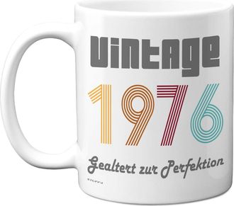Stuff4 49. Geburtstagsgeschenke - Vintage 1976 Gealtert zur Perfektion Tasse - Geburtstag Retro Tasse für Männer und Frauen, 325 ml Premium-Keramiktasse, Spü