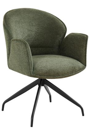 MID.YOU Mid.you Armlehnstuhl, Gr&uuml;n, Schwarz, Holz, Metall, Textil, Pappel, Sperrholz, Drehkreuz, 60x86x61 cm, Sitzfl&auml;che 360&deg; drehbar, Esszimmer, St&uuml;hle, Essz