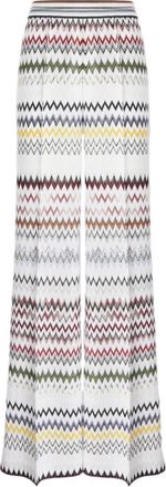 Missoni Femme, Pantalons, Multicolore, Taille: 38 FR Pantalon Large en Viscose et Coton Zigzag