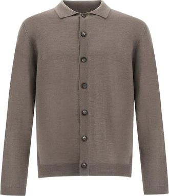 Herno Cardigan droit en laine boutonn&eacute; - Homme - Pulls - Brun - Taille: L