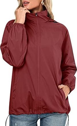 Generic Vestes l&eacute;g&egrave;res et solides &agrave; capuche avec poche zipp&eacute;e pour femme 2026, bordeaux, XL