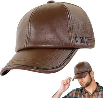Generico Casquette de baseball pour homme - V&ecirc;tement de moto PU cuir, casquette r&eacute;glable &eacute;l&eacute;gante pour sport, voyage, golf, plage, randonn&eacute;e, activit&eacute;s ext&eacute;rie