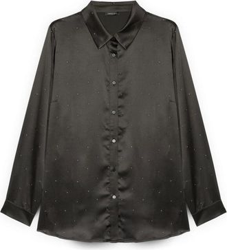 Fiorella Rubino Femme, Blouses et Chemises, Noir, Taille: 44 FR Chemise en satin avec clous