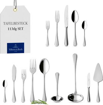 Villeroy & Boch Villeroy und Boch Neufaden Merlemont Tafelbesteck für bis zu 12 Personen, 113-teilig, Edelstahl