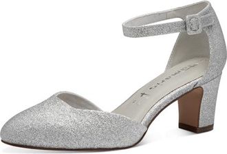 Tamaris Escarpins à Talon Bloc pour Femme, Silver Glam, 40 EU