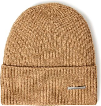 Calvin Klein Herren Pyramid Plaque Beanie K50K509933 Gestrickte Mütze, Beige (Travertine), OS