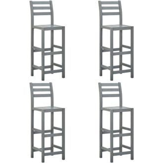 vidaXL Barhocker 4 Stk. Grau Massivholz Akazie Vidaxl