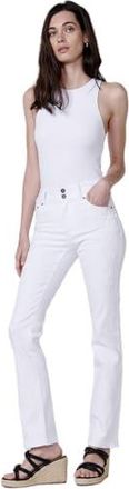 Kor&ouml;shi Pantalon long Push Up Denim droit avec d&eacute;tail avant blanc pour femme, de couleur blanche, blanc, 42