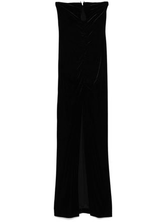 Nissa robe longue en velours - Noir