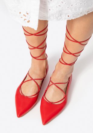 Wittchen Damen-Ballerinas aus echtem Leder mit spitzer Zehenpartie, rot