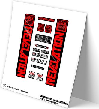 Generico Ref: VP452 Aufkleber, kompatibel mit Rock-Shox Revelation 2021, 2022 MTB, Sticker, Aufkleber, Aufkleber f&uuml;r Mountainbikes, fluoreszierendes Rot