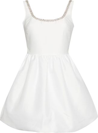 Self Portrait Minikleid aus Taft mit Diamanten - Wei&szlig;