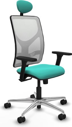 Piqueras y Crespo Stuhl mit Rollen f&uuml;r PC mit 3D-Armen, h&ouml;henverstellbare Lendenwirbelst&uuml;tze und festes Kopfteil, ausgestattet mit 3-fach verstellbarer R&uuml;ckenlehne und 