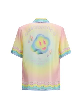 Casablanca Monogram Jacquard Silk Polo Shirt - Multicolor