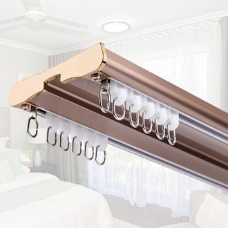 Generic Vorhangschiene f&uuml;r Deckenmontage, Gardinenstange auf Ma&szlig; 60~680 cm, Leise Aluminium Fl&auml;chenvorhangschiene 2-l&auml;ufig, F&uuml;r Schiebegardine/Schiebevorhang(