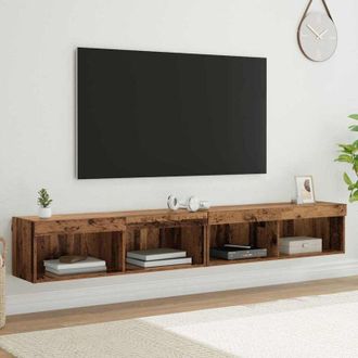 vidaXL vidaXL Ensemble meuble TV avec LED Bois ancien Bois ding&eacute;nierie