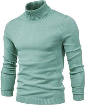 Generic Haut à col roulé pour homme, pull en tricot côtelé, coupe ajustée, manches longues, col roulé, léger, pull basique pour lautomne et lhiver, couleur un