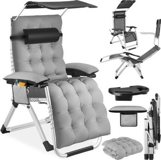 TecTake Chaise longue pliable avec dossier flexible et repose-pieds embouts en plastique antidérapants et capacité de charge de 200 kg