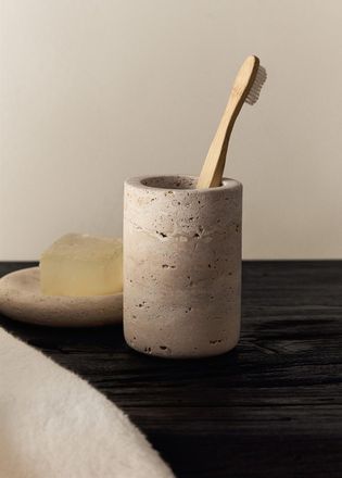Mango Gobelet salle de bain marbre &eacute;cru - Home - Taille unique - MANGO HOME