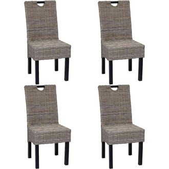 vidaXL Vidaxl - Chaises &agrave; manger lot de 4 rotin Kubu bois de manguier