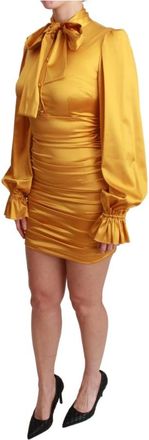 Dolce & Gabbana Femme, Robes, Jaune, Taille: 36 FR Robe Mini en Satin Jaune Moutarde