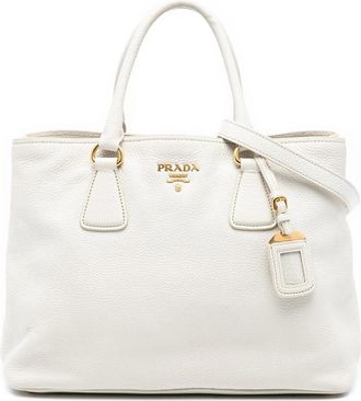 Prada Hobo Bags - Vitello Daino Open Convertible Tote - Gr. unisize - in Wei&szlig; - f&uuml;r Damen