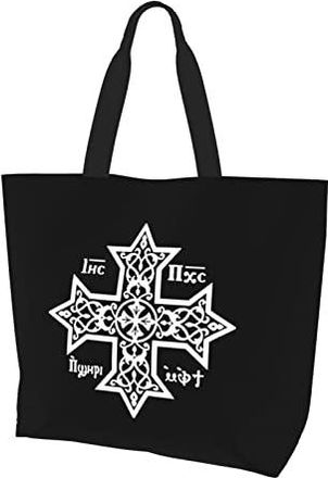 AOOEDM Coptic Cross Ladies Canvas Tote Sac &agrave; provisions r&eacute;utilisable