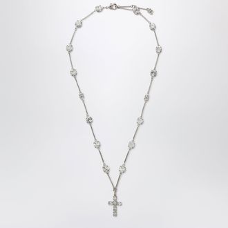 Dolce & Gabbana Rosenkranz-Halskette mit Strasskreuz aus Kristall