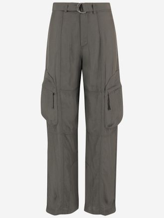 Frankie Shop Womens Pants Multipocket Acetate Khaki Trousers
