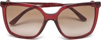 Tory Burch lunettes de vue &agrave; monture carr&eacute;e &agrave; logo - Rouge
