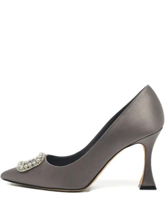 Manolo Blahnik escarpins Fabeta &agrave; ornements en satin - Gris