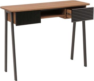 Hhg Konsolentisch HHG-111, Telefontisch Flur-/Beistelltisch, Ablage Schublade MDF Melamin Metall 88x110x40cm natur