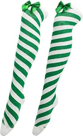 Generic Chaussettes Hautes Noel, 1 Paires Chaussettes Longues Noel, Chaussette Montantes Femme, Rouge et Vert, Bas Hautes Femme No&euml;l, Chaussette de No&euml;l pour 