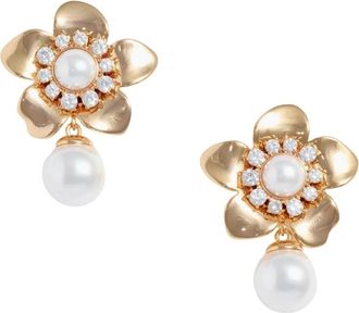 Self Portrait Femme, Accessoires, Jaune, Taille: ONE Size Flower Pearl Earrings