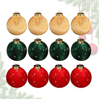 Generic Weihnachtskugeln - Dekorative Anh&auml;nger, 12st. Samt H&auml;ngende Struntsachen, Urlaub H&auml;ngende B&auml;lle, Rissbest&auml;ndige Accessoires | Saisonale Dekoration f&uuml;r