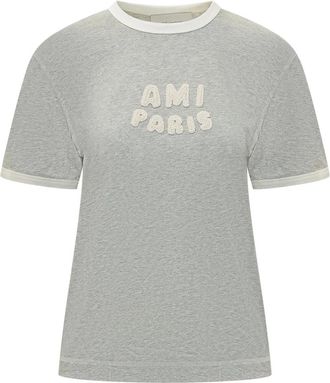 Ami Homme, Tops, Gris, Taille: XL Logo-patch T-shirt